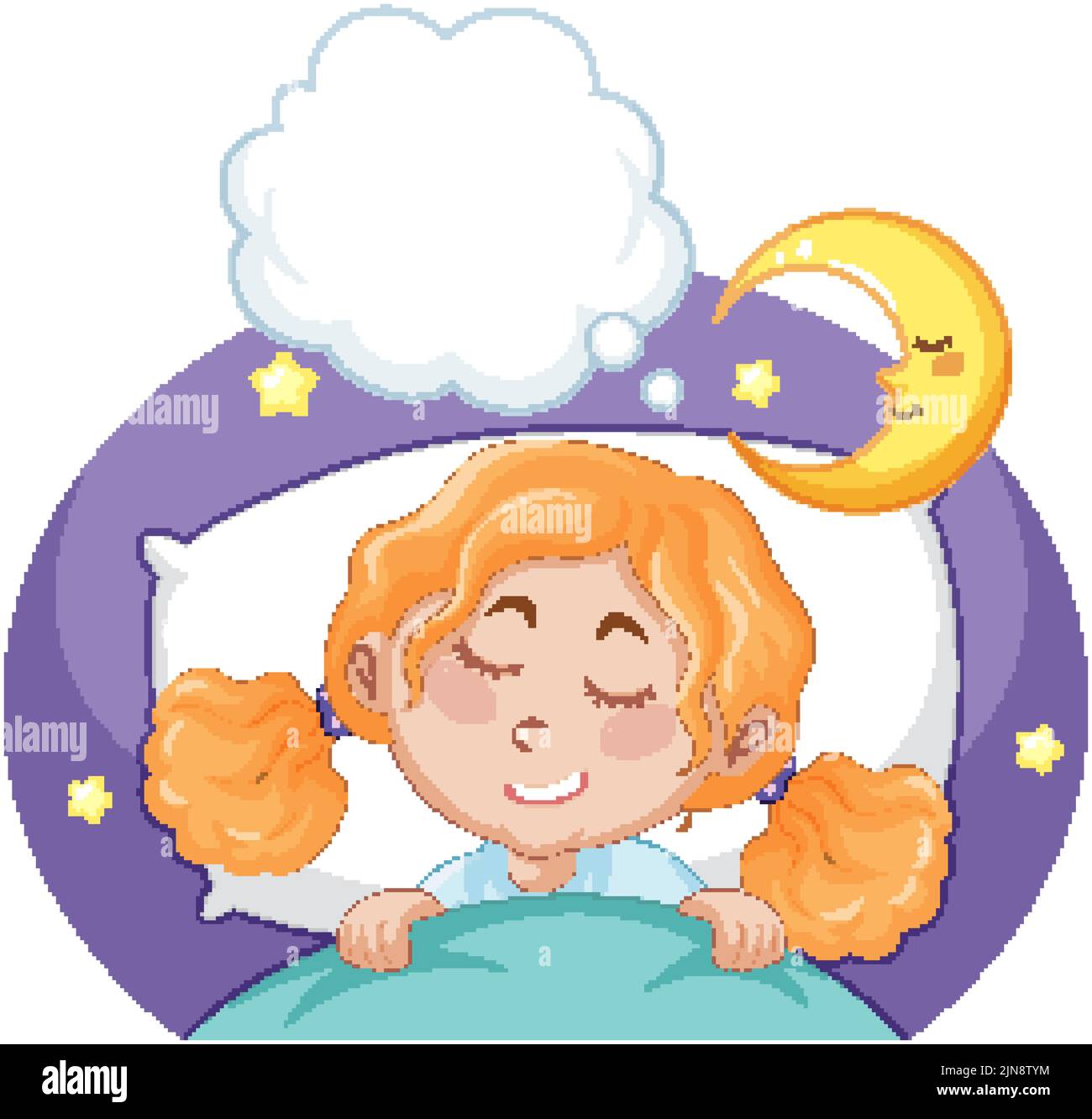 Cut girl sleeping at night illustration Stock Vector Image & Art - Alamy