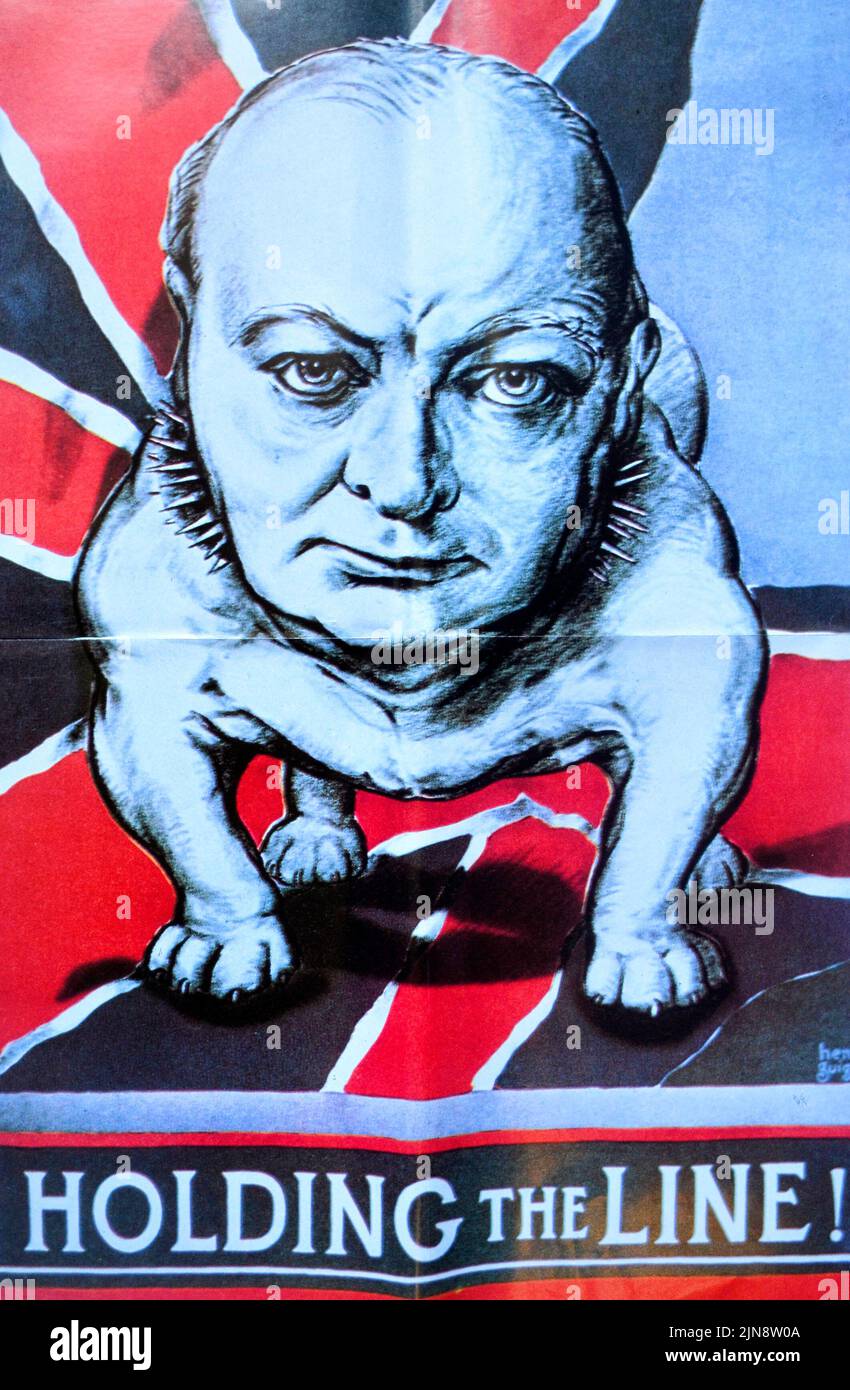 English WW2 Propaganda poster depicting Winston Churchill as a bulldog ...