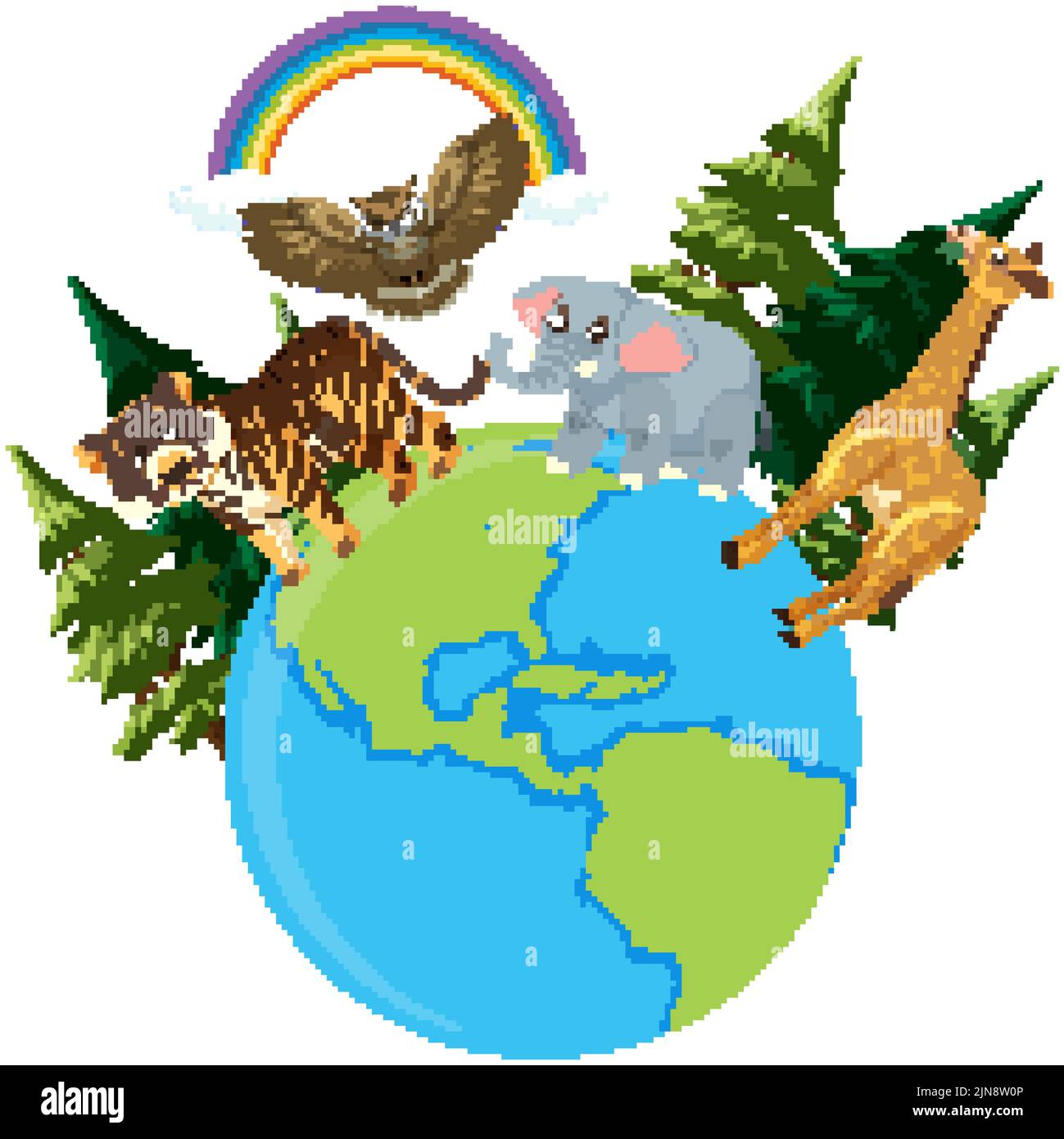 Wild animals around the world illustration Stock Vector Image & Art - Alamy