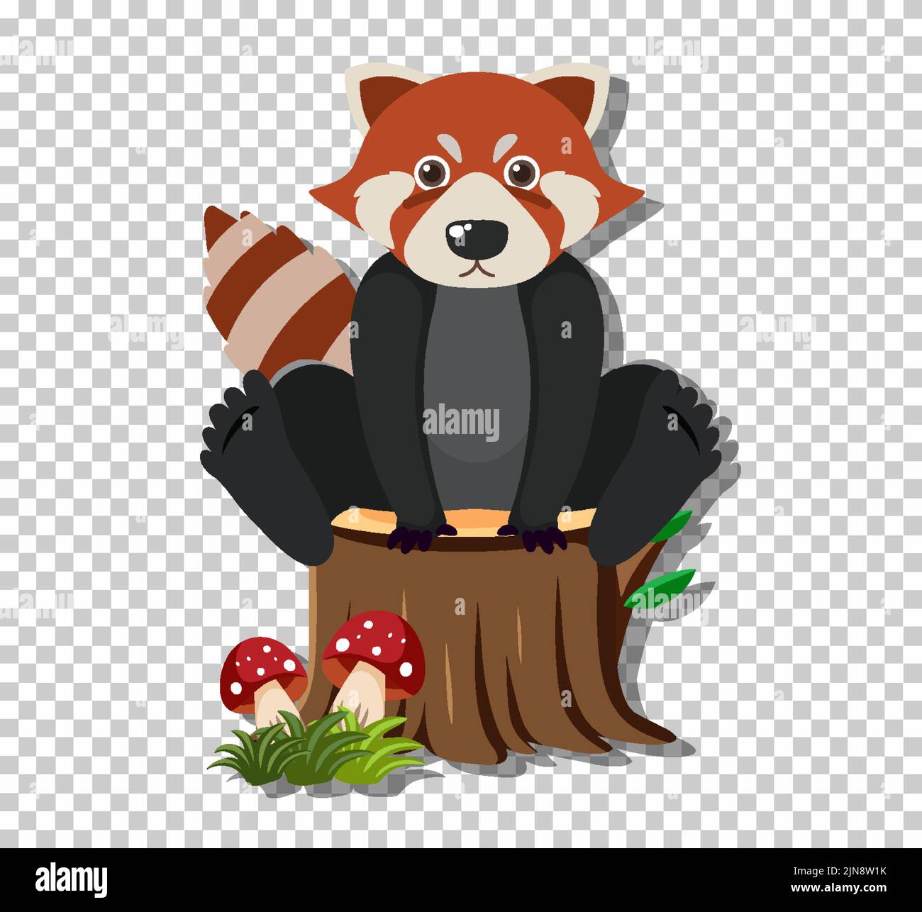 Cute red raccoon in flat cartoon style illustration Stock Vector Image ...
