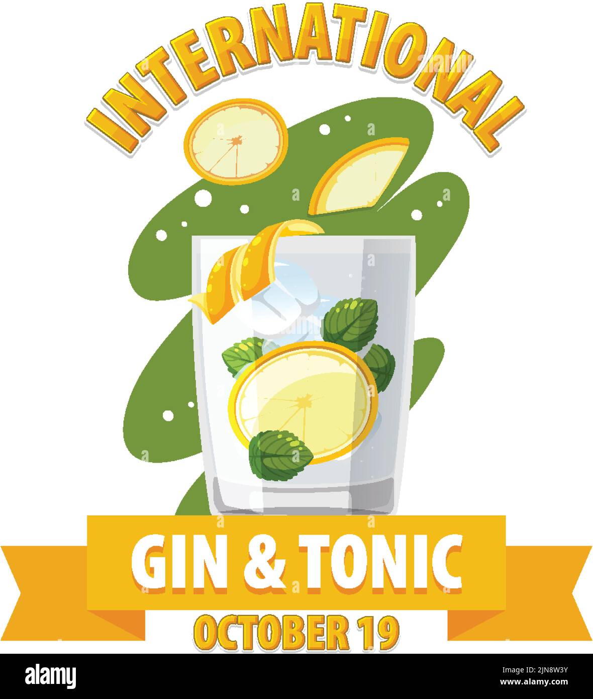 International Gin And Tonic Day Banner Design illustration Stock Vector ...