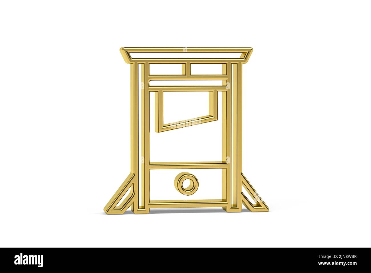 Golden 3d guillotine icon isolated on white background - 3D render ...