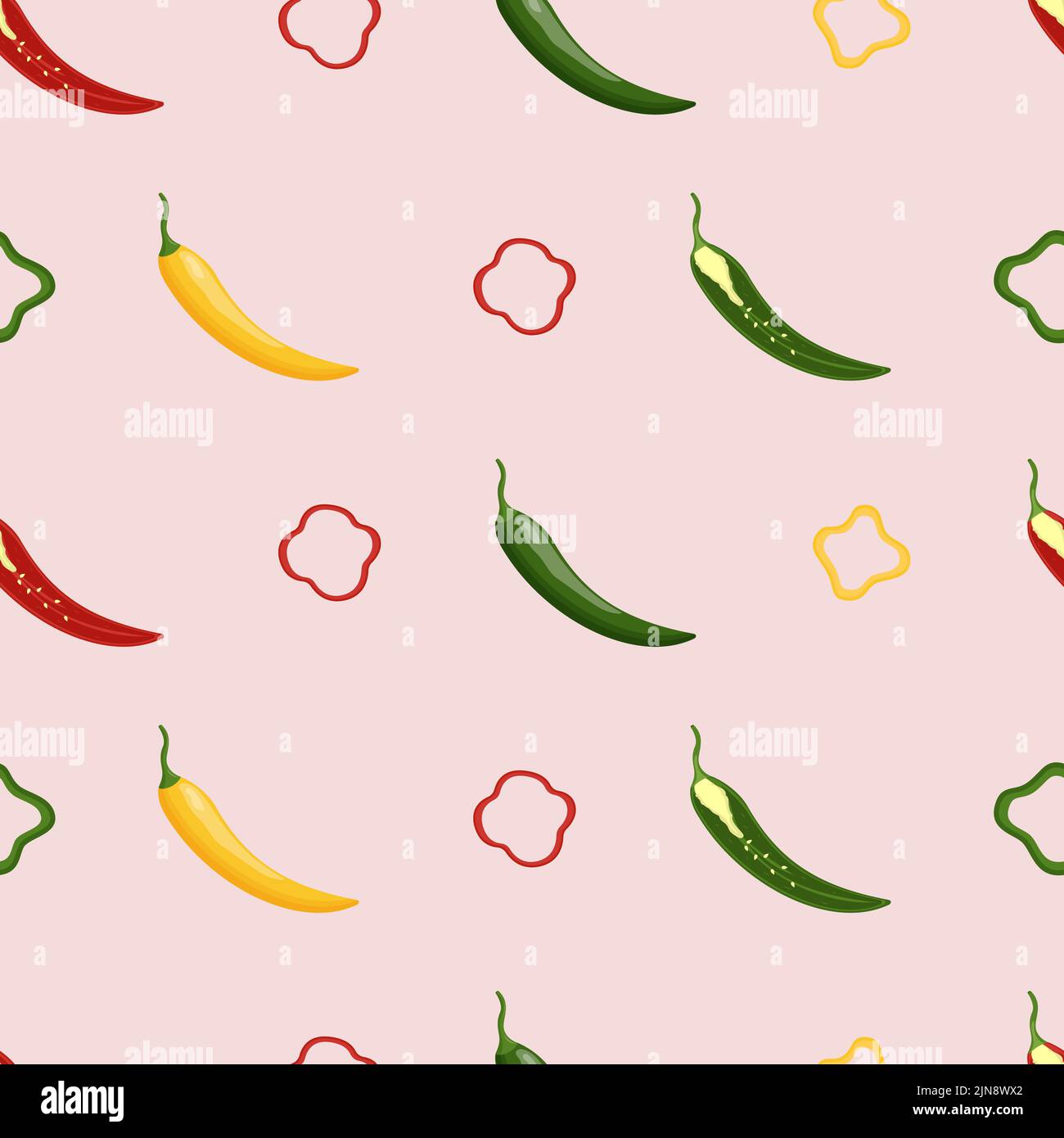 Cute peppers seamless pattern. Flat vector illustration Stock Vector ...