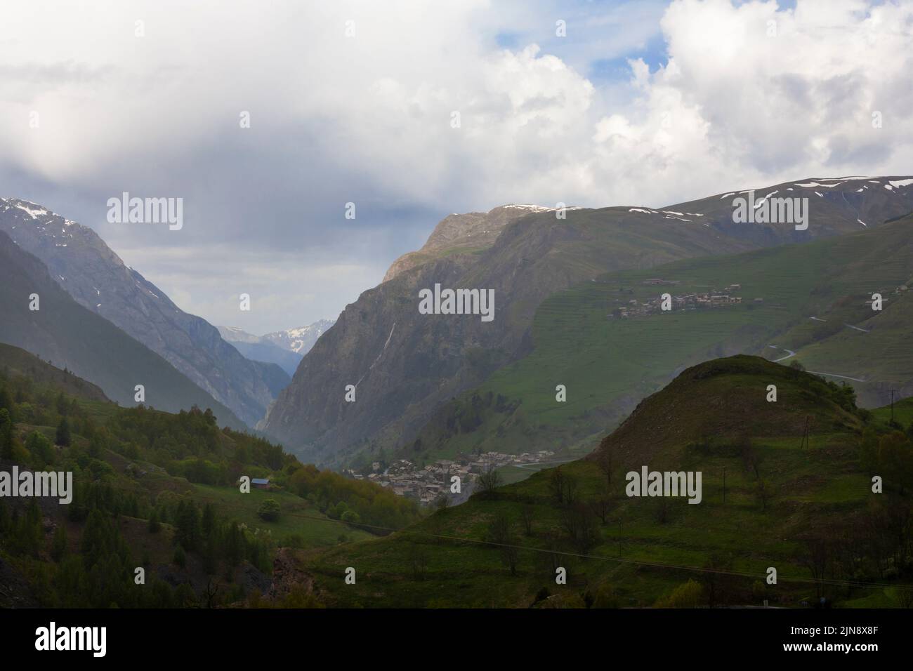 Looking down the upper Romanche valley to La Grave and beyond from near ...