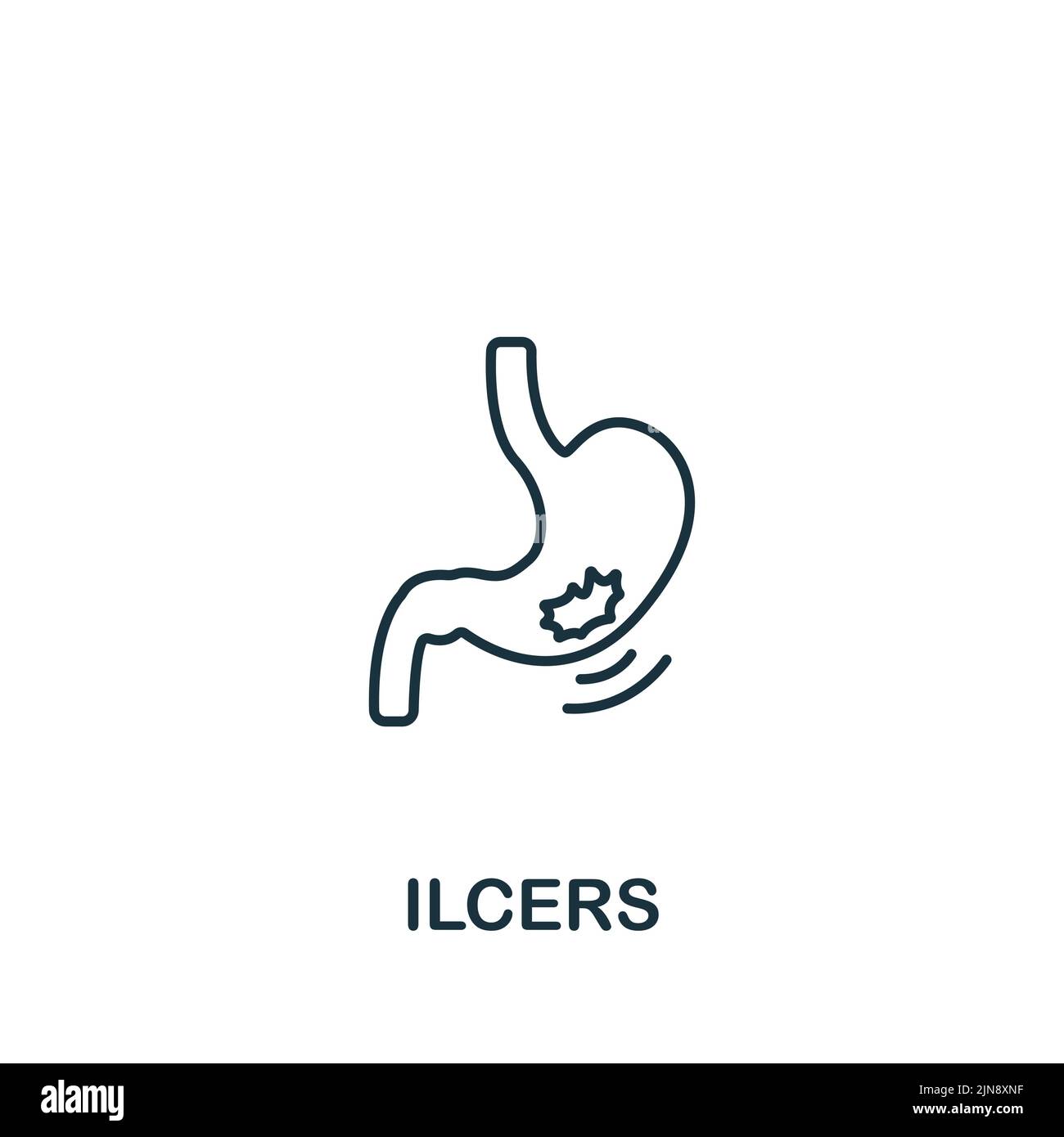 Ilcers icon. Monochrome simple Deseases icon for templates, web design ...