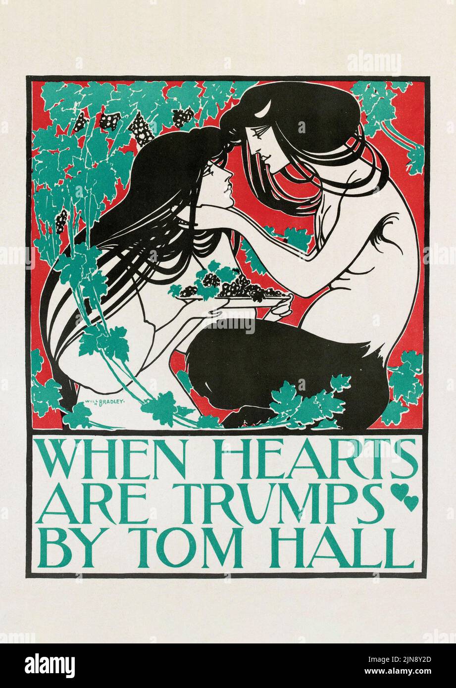 romantic couple in love caressing vintage poster advertising „When ...