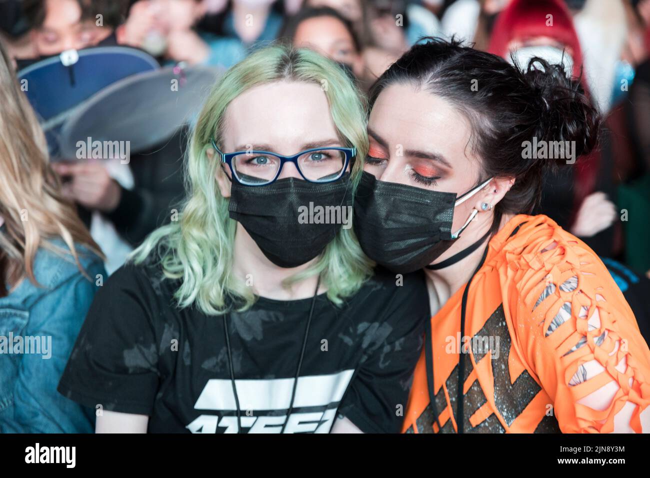 The fans of the South Korean K-Pop group ATEEZ captured during "The ...