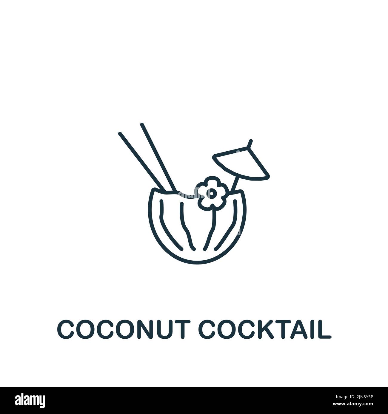Coconut Cocktail icon. Monochrome simple Drinks icon for templates, web ...