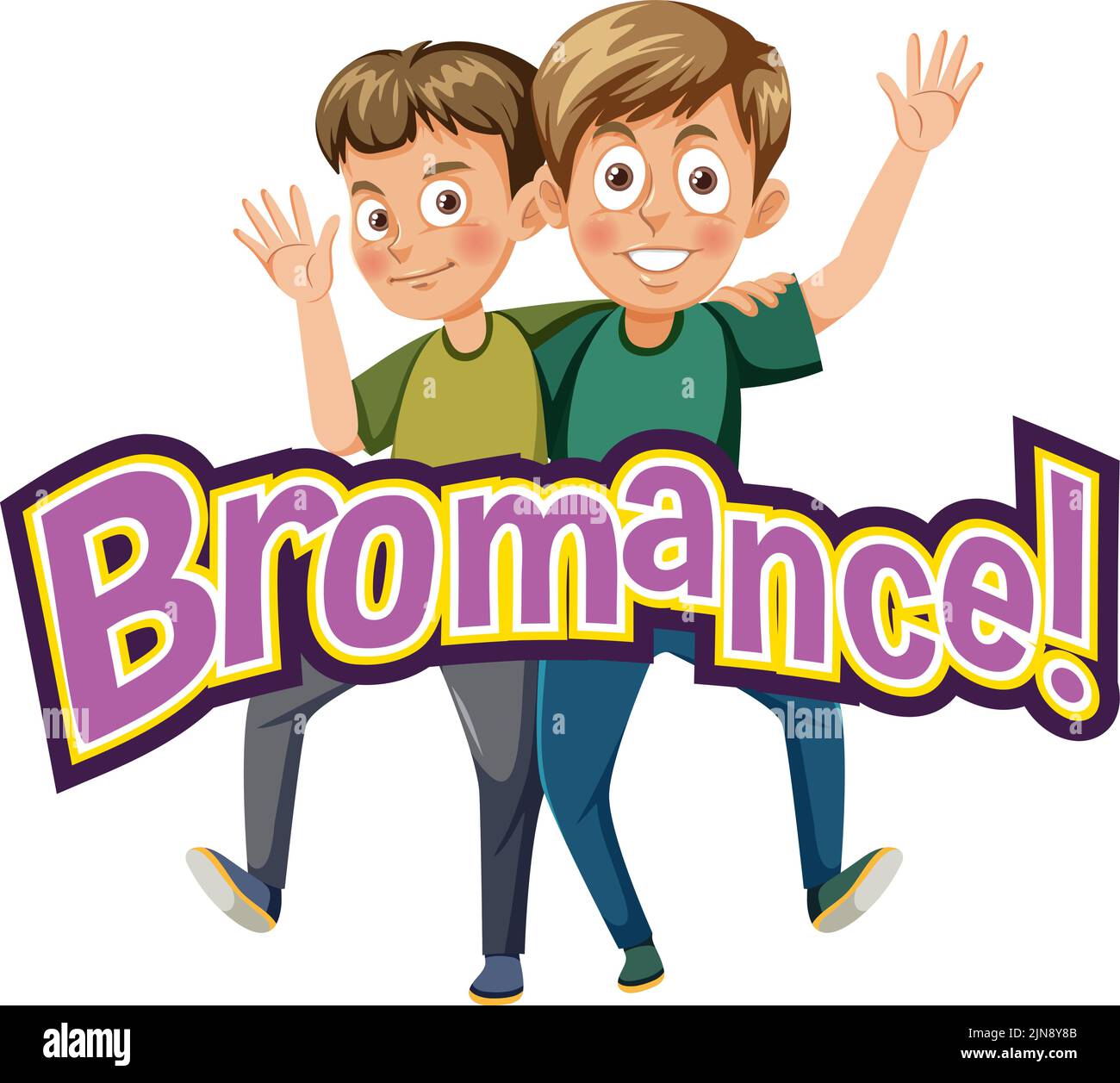 Best friends boys cartoon character with kooky word expression ...