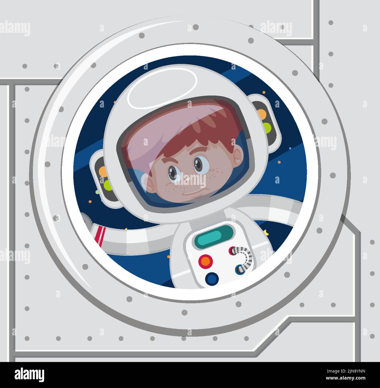 Spaceship window with astronaut illustration Stock Vector Image & Art ...