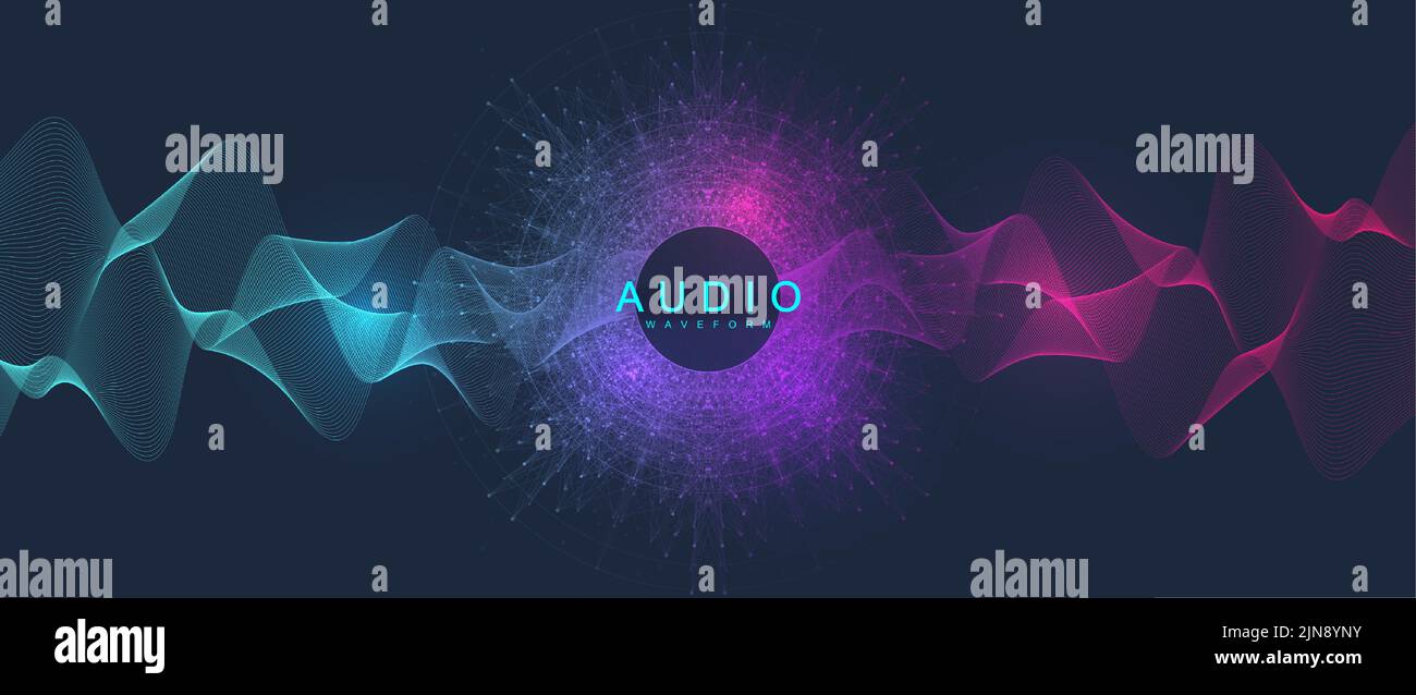 Audio. Sound music wave visualiztion with warped waveform. 3D sound ...