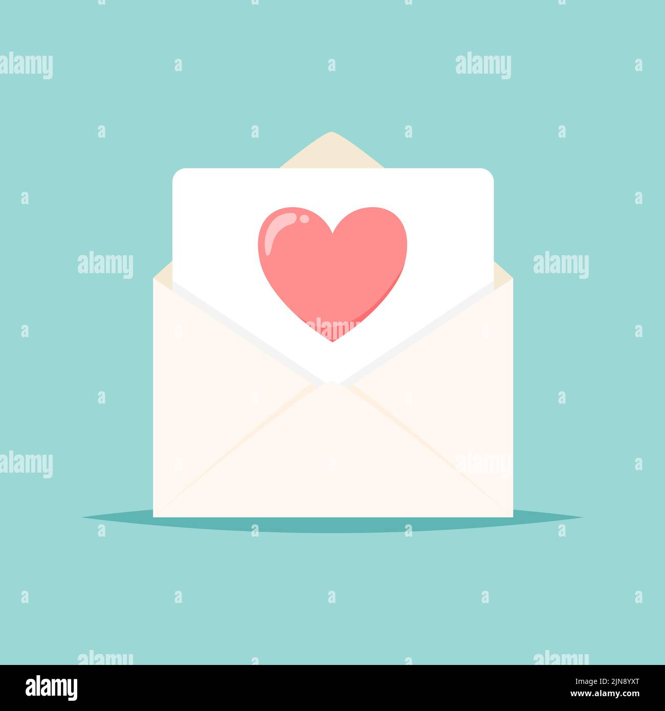 Envelope with heart. Love mail, Valentine s day greeting. Cute vector ...