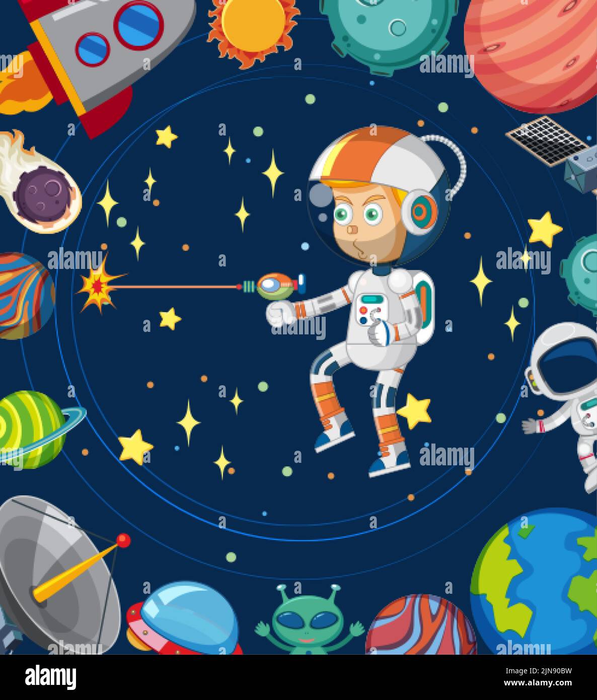 Cartoon space background template illustration Stock Vector Image & Art ...