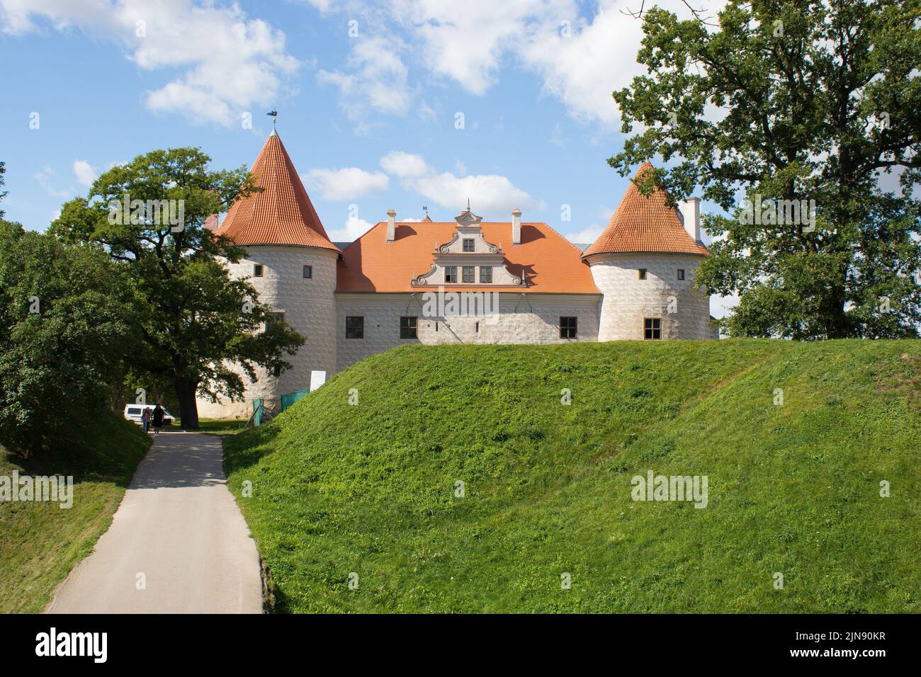 European castle on a mountain (Bauska, Latvia Stock Photo - Alamy