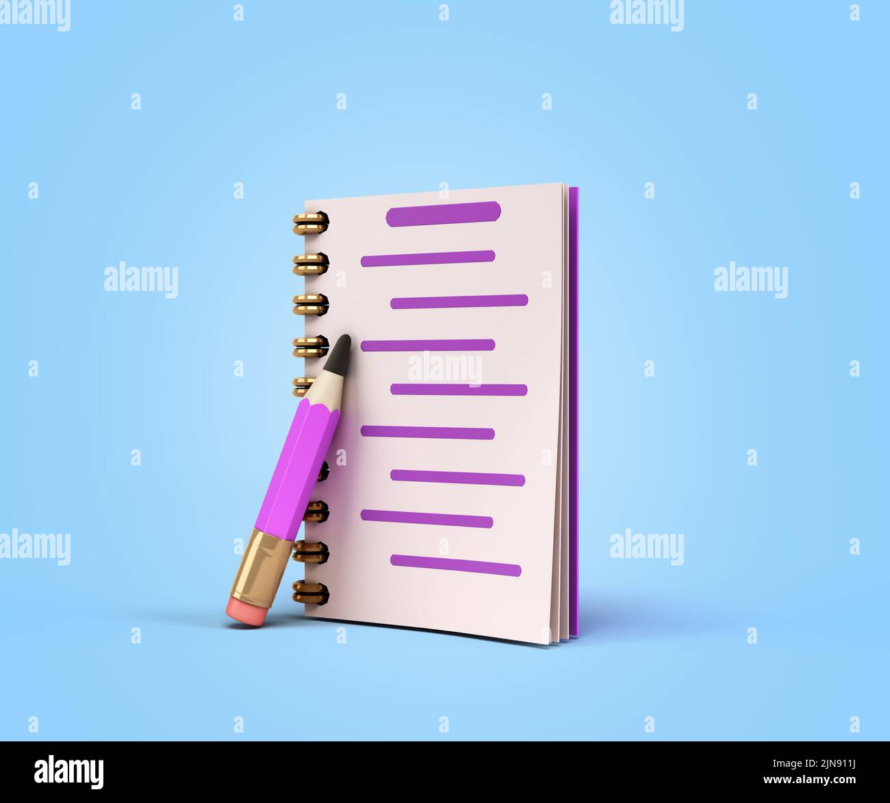 notebook simple icon 3d render on blue gradient Stock Photo - Alamy