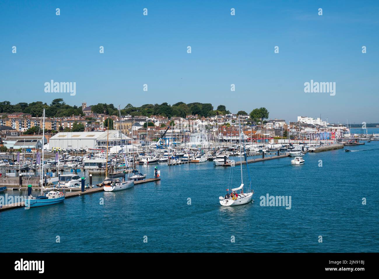 General view of west Cowes, including the marina and yacht haven, on ...