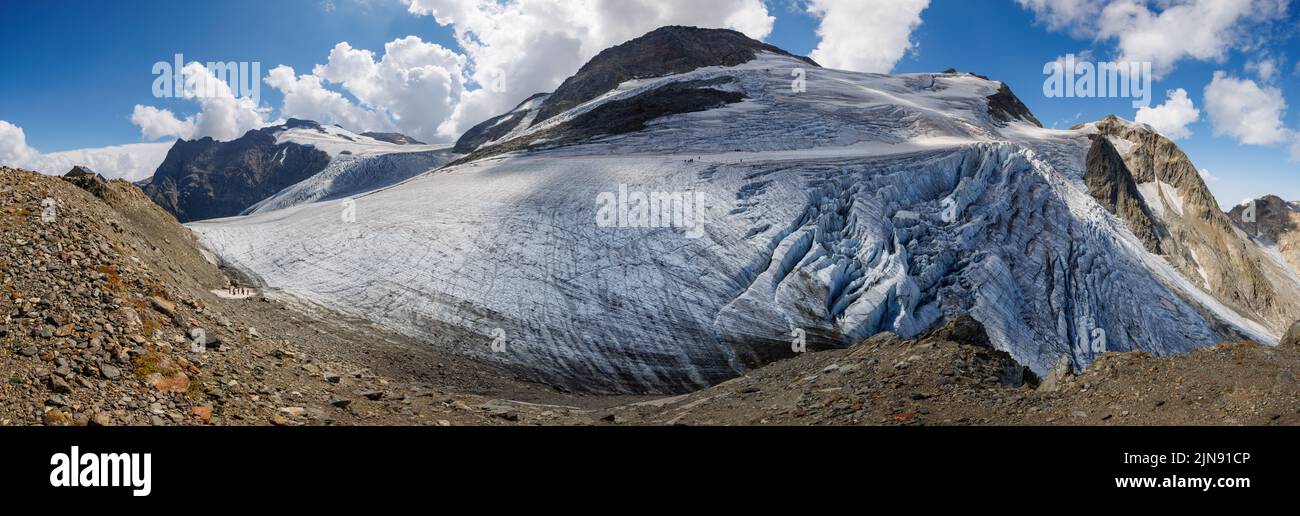 epic panorama of Tierberglihütte SAC and the glacier Steingletscher in ...