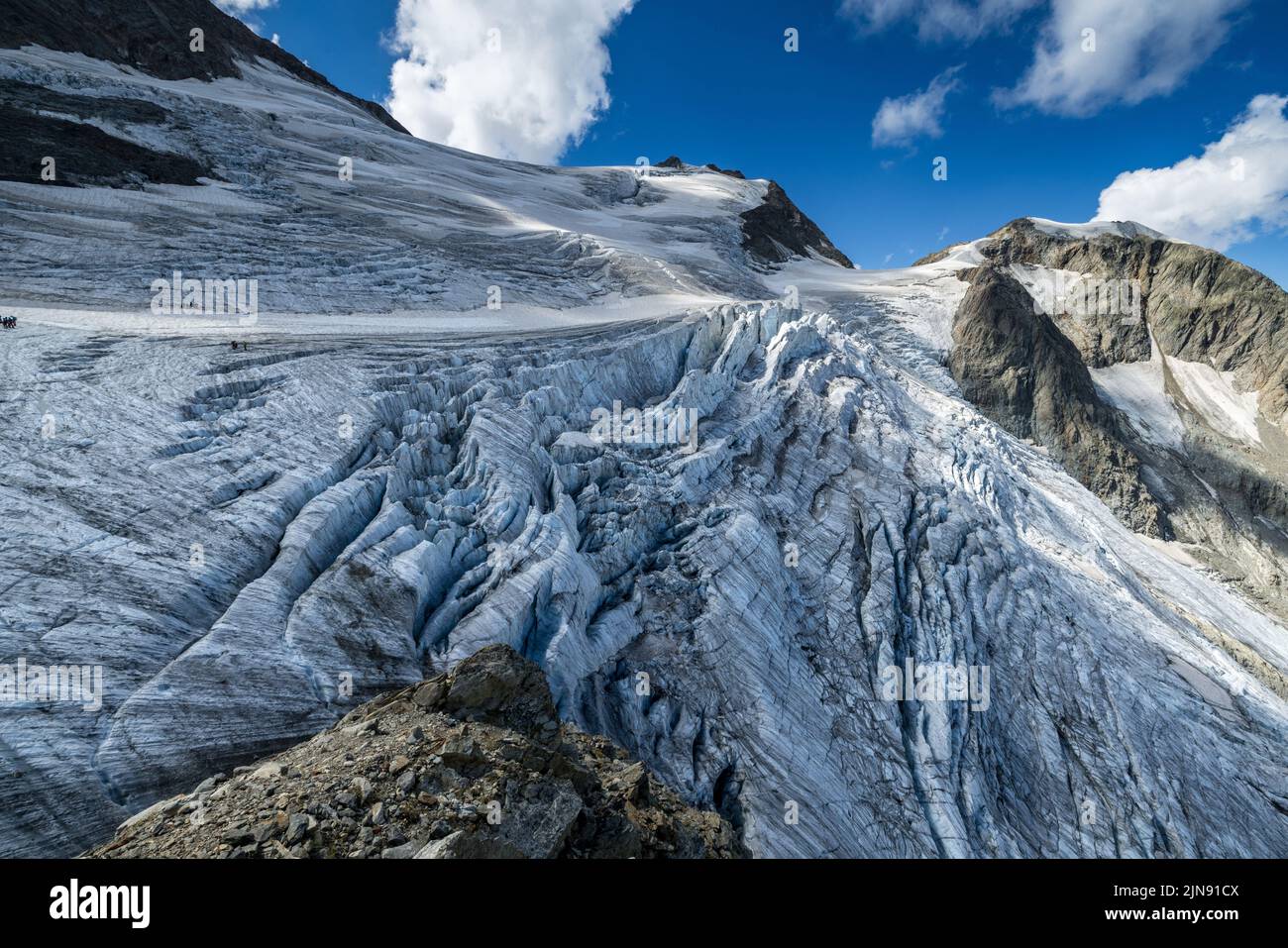 structure of ice crevasses on Steingletscher in the Bernese Alps Stock ...