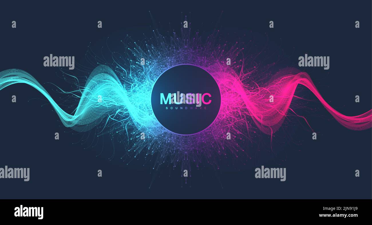 Music poster for electronic festival with dotted lines and waves. Party ...