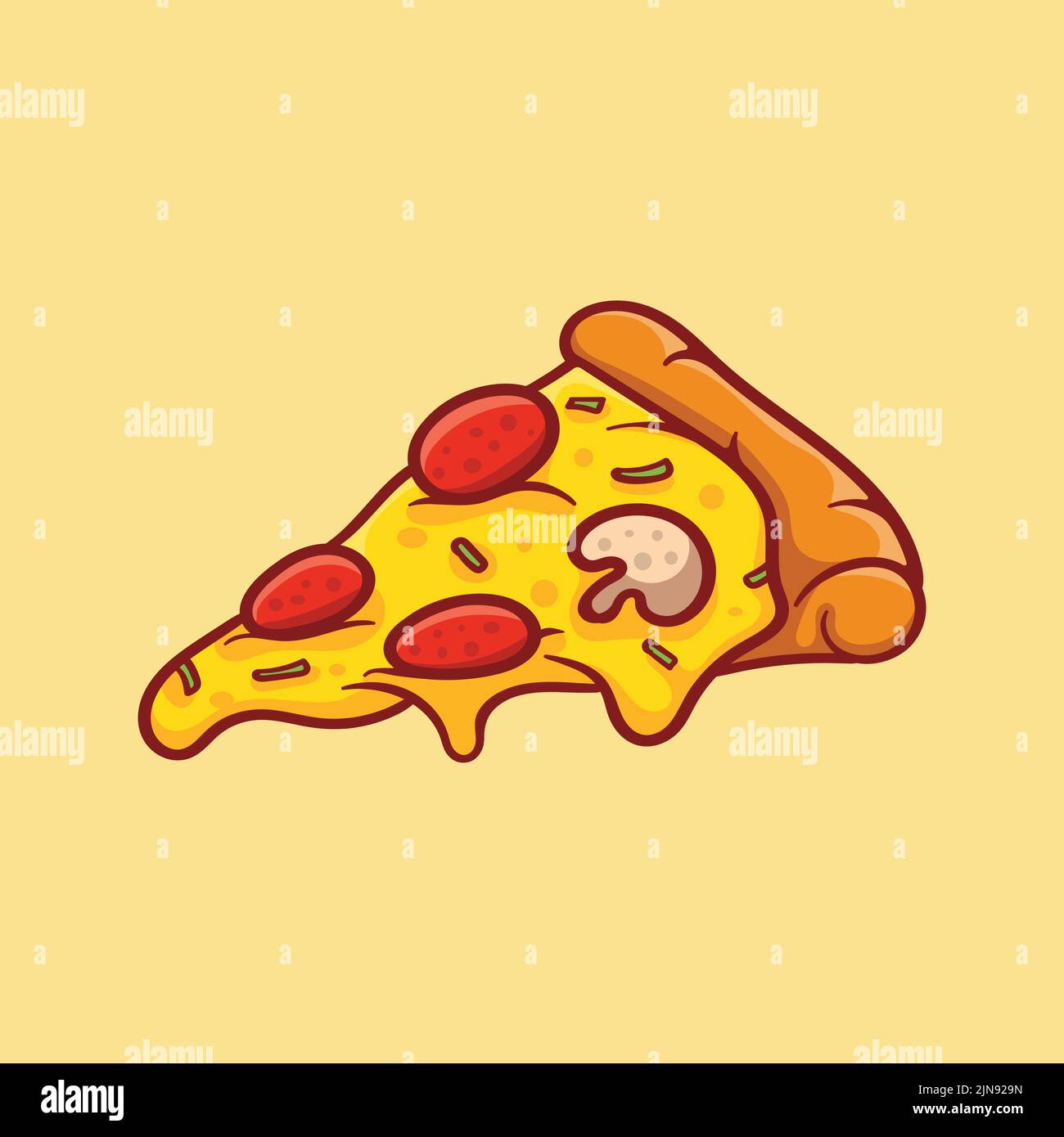Vector illustration of delicious slice of pepperoni pizza with melted ...
