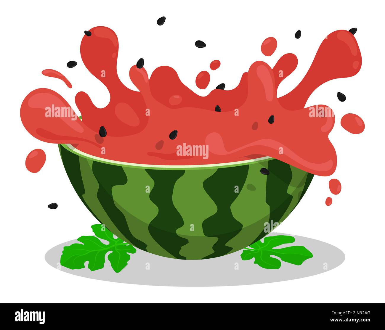 Sliced watermelon with splashes and waves of watermelon pulp and juice ...