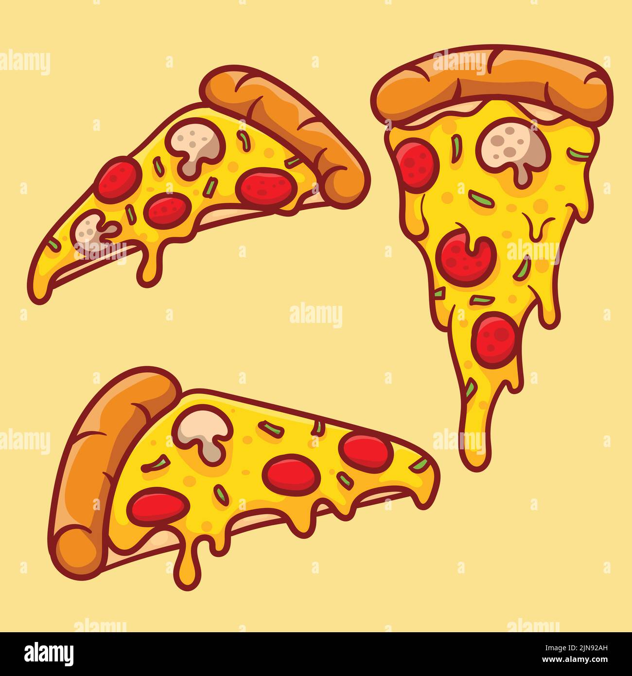 Vector illustration of delicious slice of pepperoni pizza with melted ...