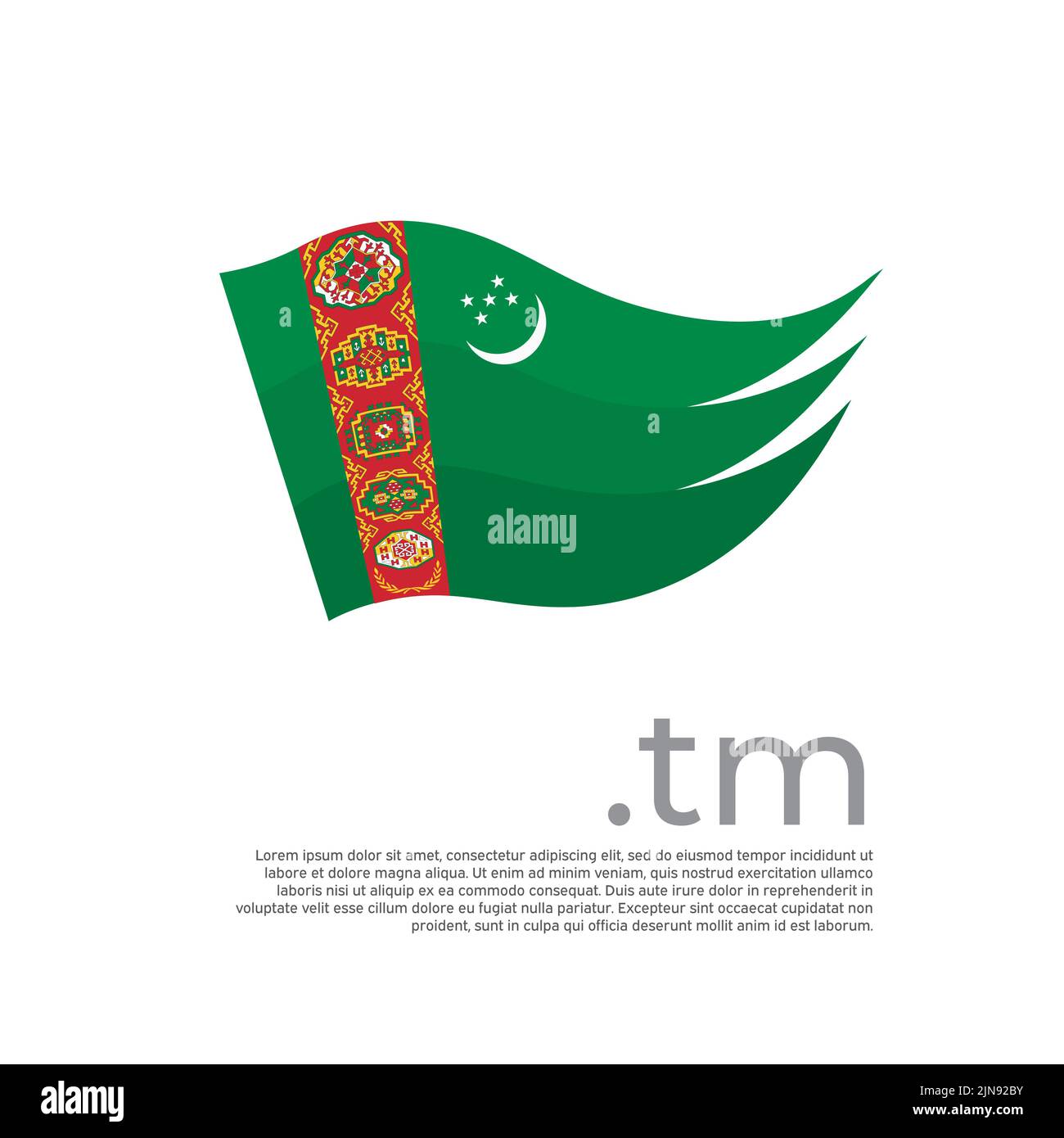 Turkmenistan Flag Vector Stylized Design National Poster On A White