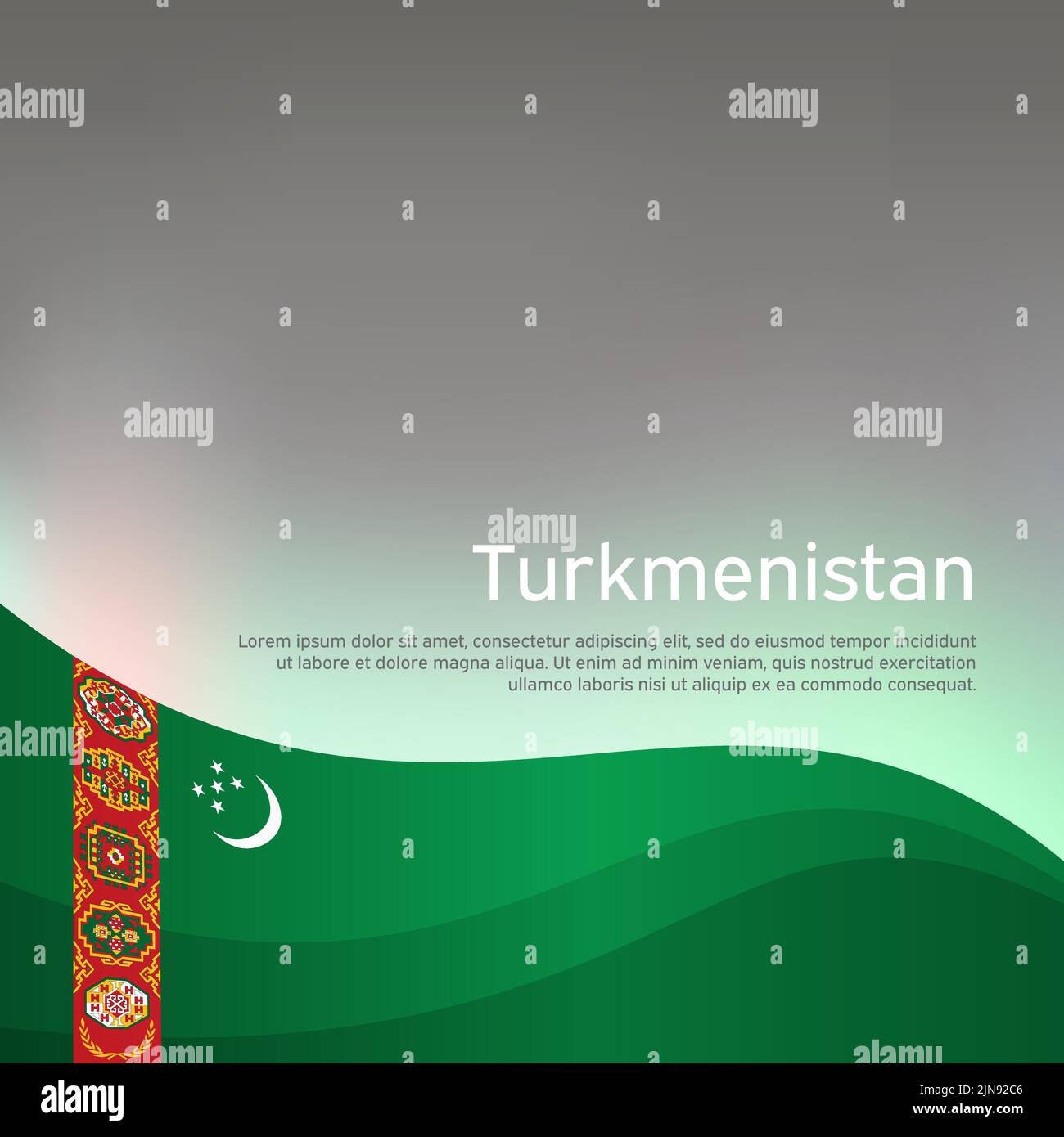 Abstract Waving Turkmenistan Flag State Patriotic Turkmen Cover Flyer