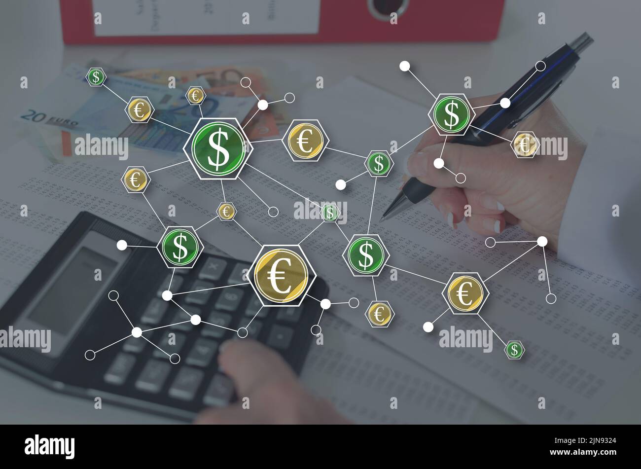 Currency exchange concept illustrated by a picture on background Stock ...