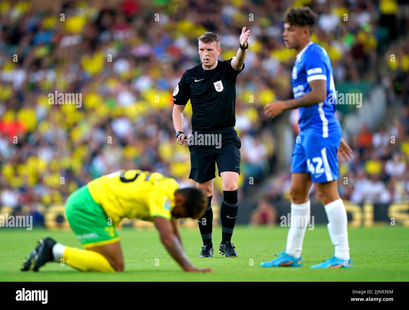 Referee Samuel Barrott during the Carabao Cup, first round match at ...