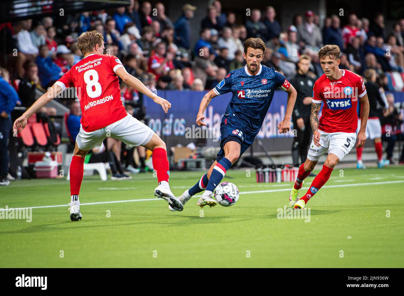 Silkeborg, Denmark. 08th, August 2022. Lucas Andersen (10) of Aalborg ...