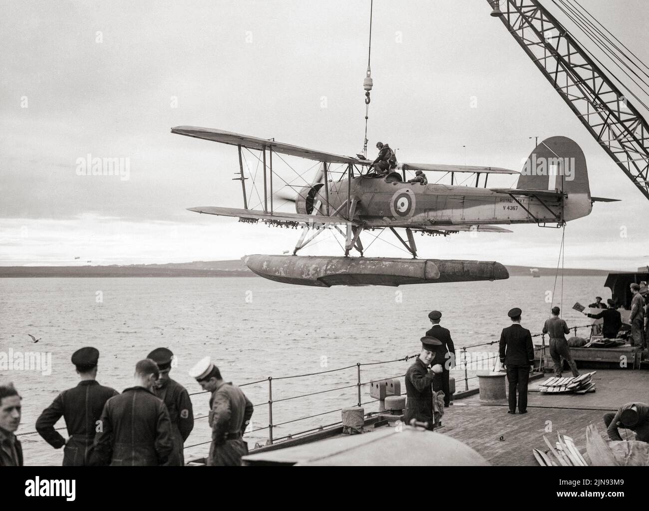 After a reconnaissance flight, a Fairey Swordfish sea plane returns to ...