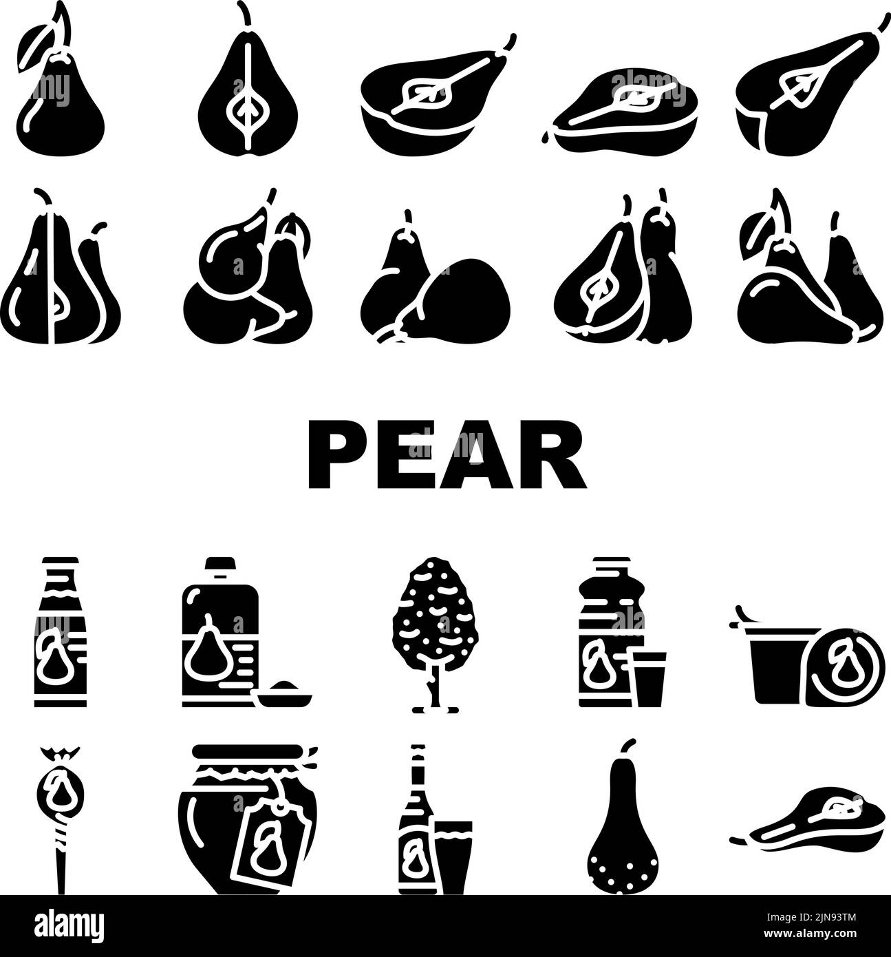 pear fruit half food slice icons set vector Stock Vector Image & Art ...