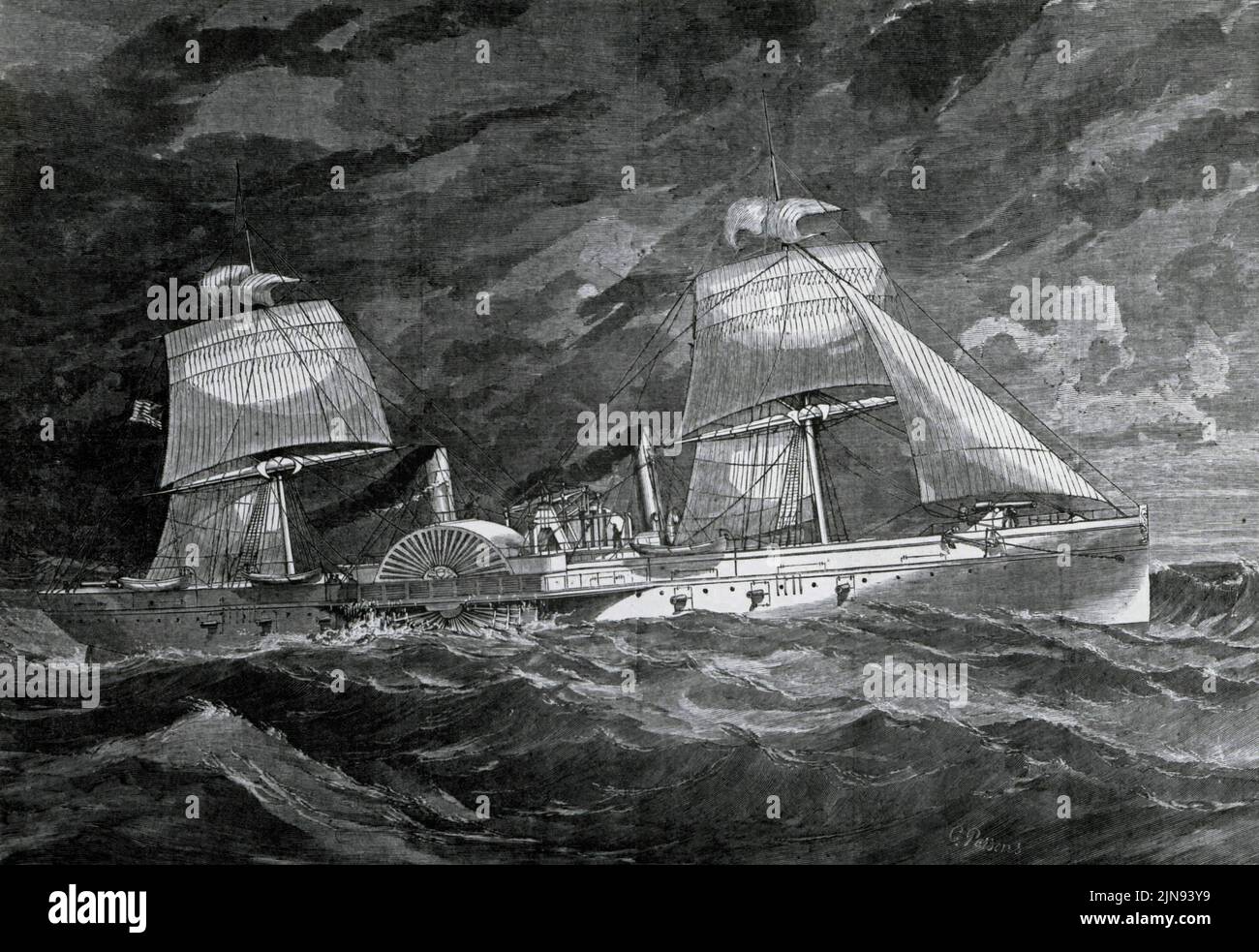 USS Vanderbilt (1862-1873) in a period engraving by G. Parsons as ...