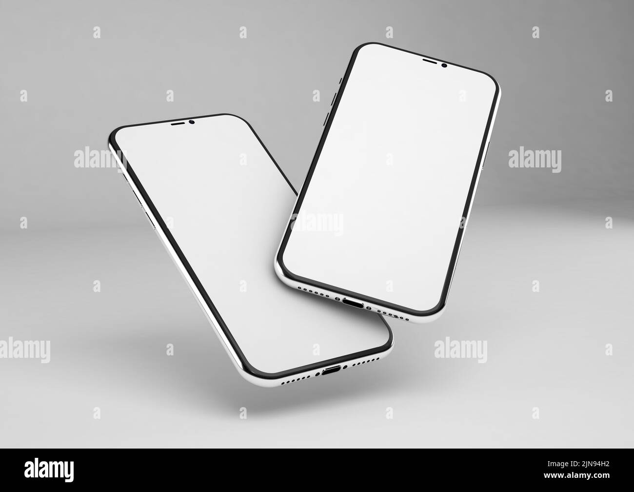 A 3D rendering of two smartphones with blank screen Stock Photo - Alamy