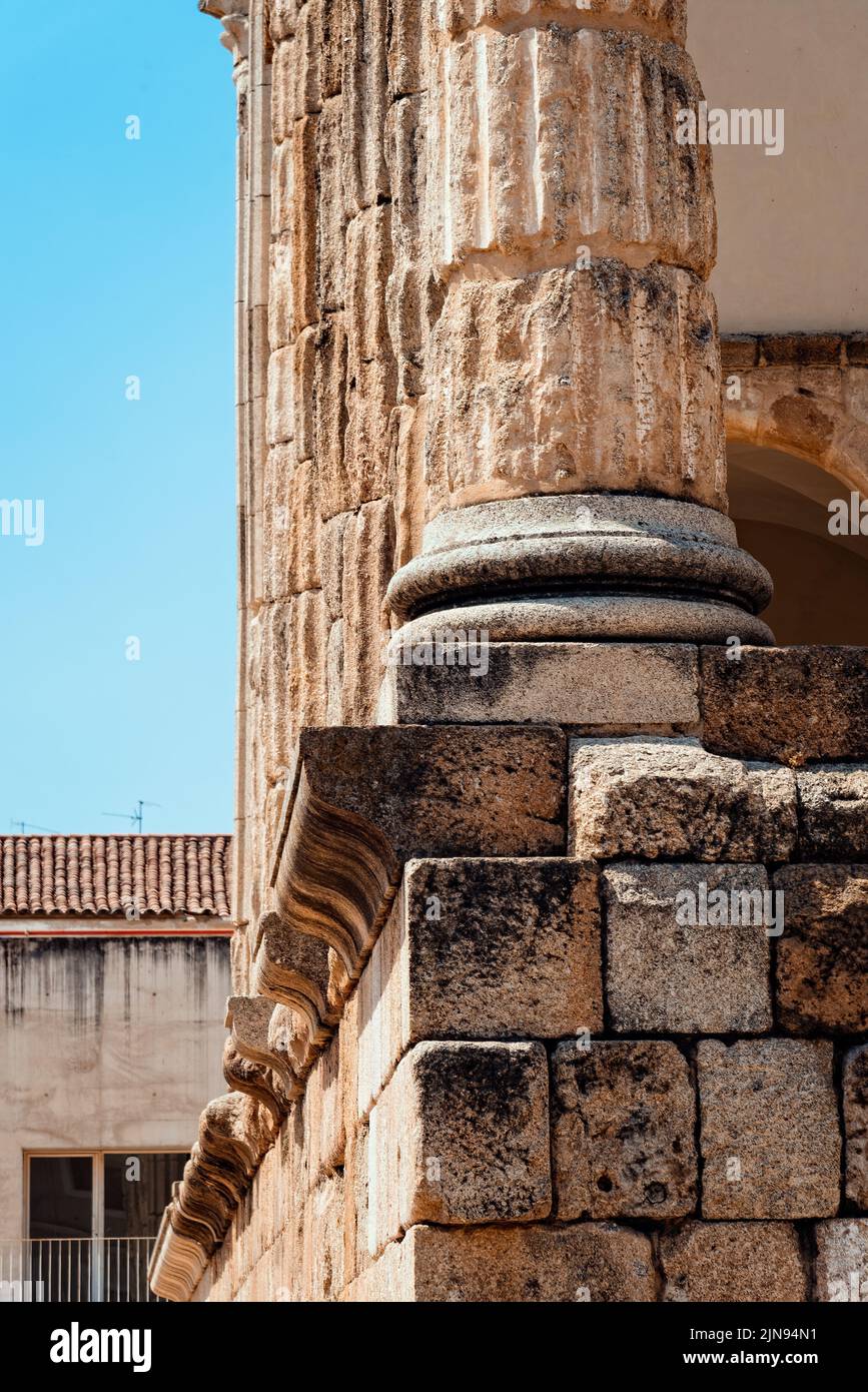 Roman Temple of Diana in Merida, Spain. Corinthian Order Column and base Stock Photo - Alamy