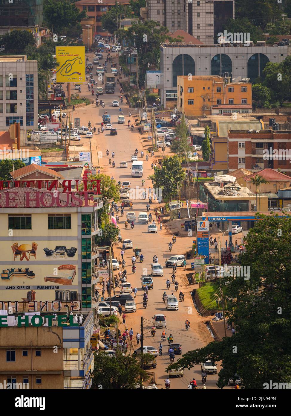Kampala, Uganda - May 20, 2022: Busy street in Kampala in June, aerial ...