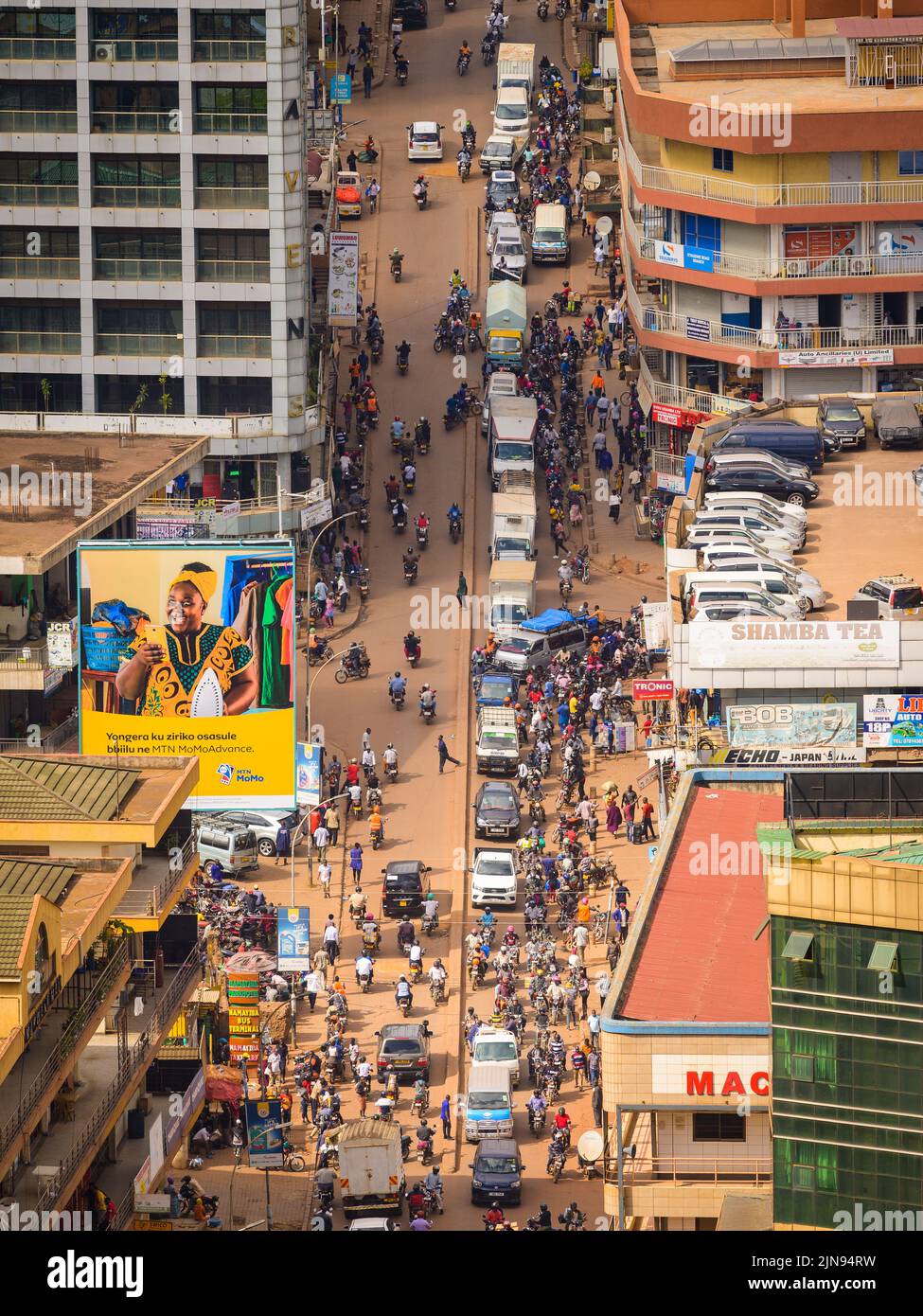 Kampala, Uganda - May 20, 2022: Busy street in Kampala in June, aerial ...