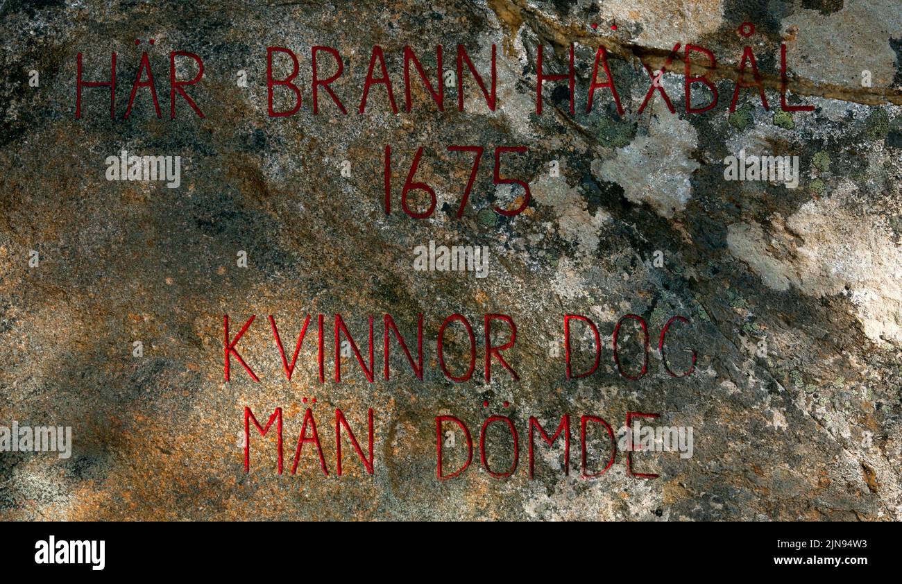 TORSAKER, SWEDEN ON JULY 10. Landmark of historic witch trials in 1675 ...