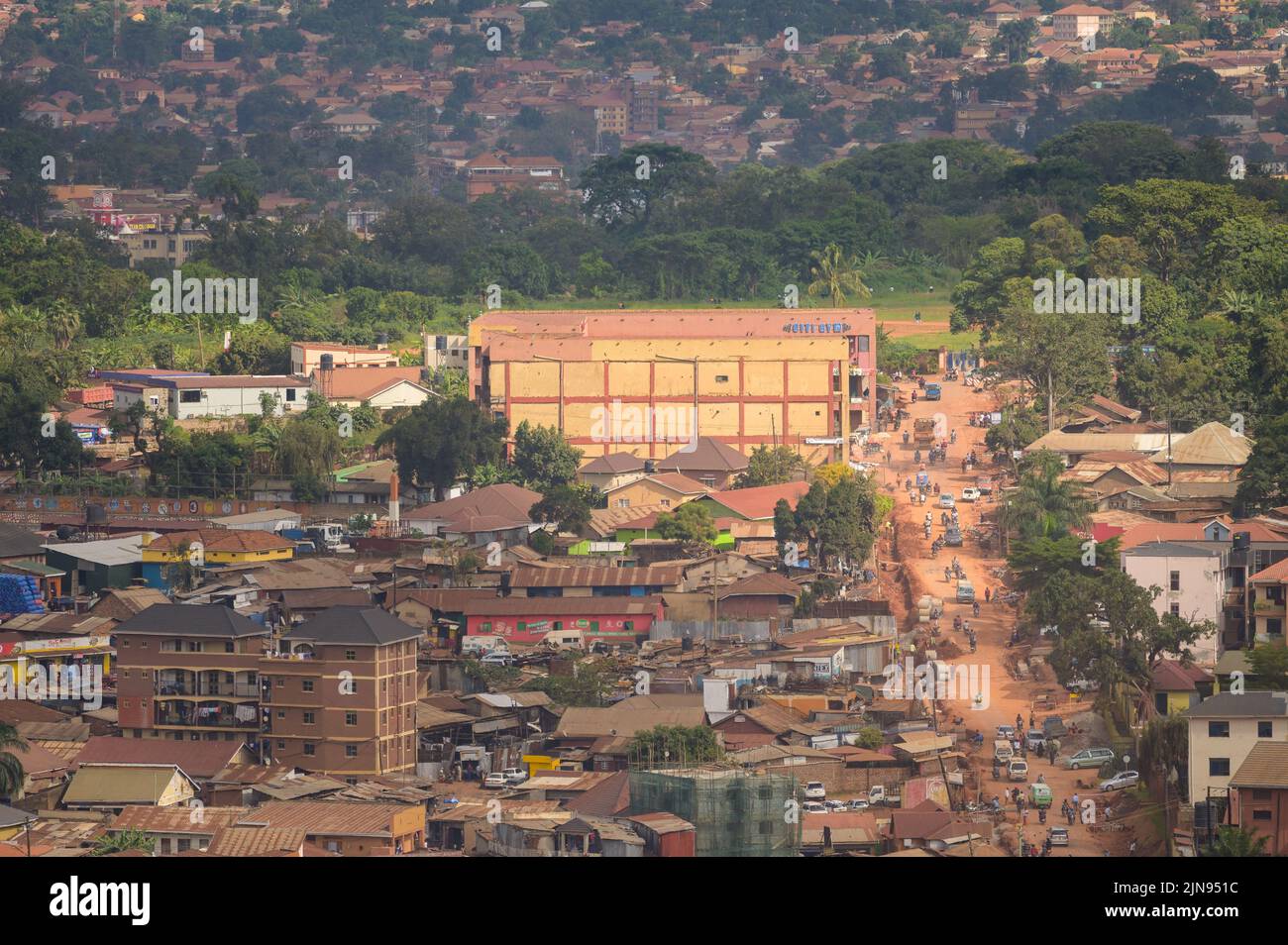 Kampala, Uganda - May 20, 2022: Busy street in Kampala in June, aerial ...