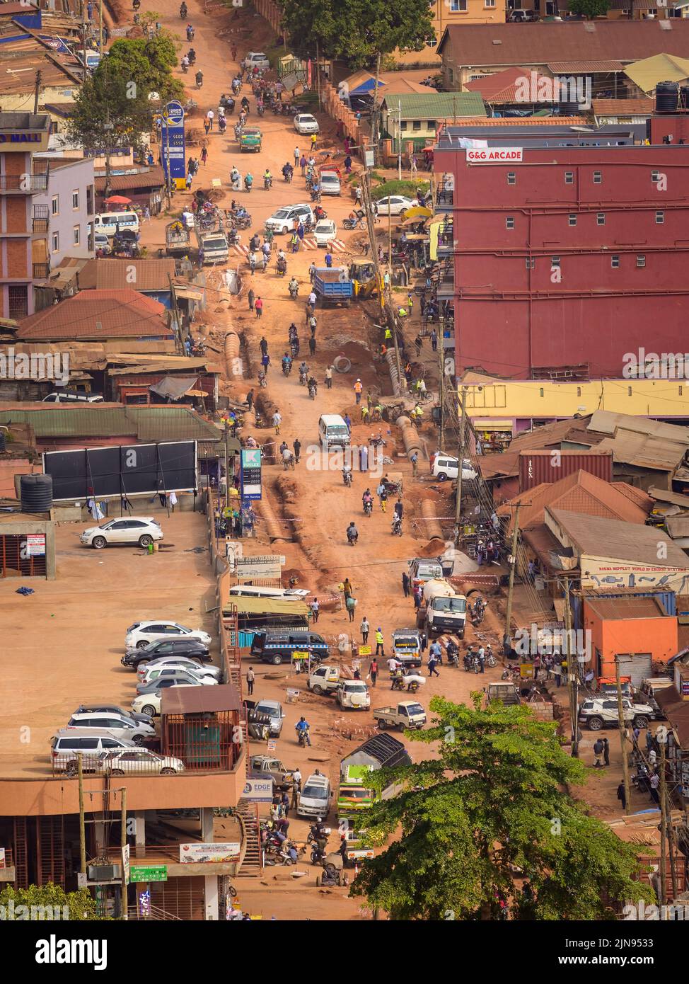 Kampala, Uganda - May 20, 2022: Busy street in Kampala in June, aerial ...