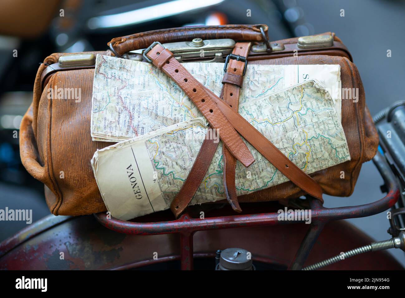 Old Map on Vintage Bag Stock Photo - Alamy