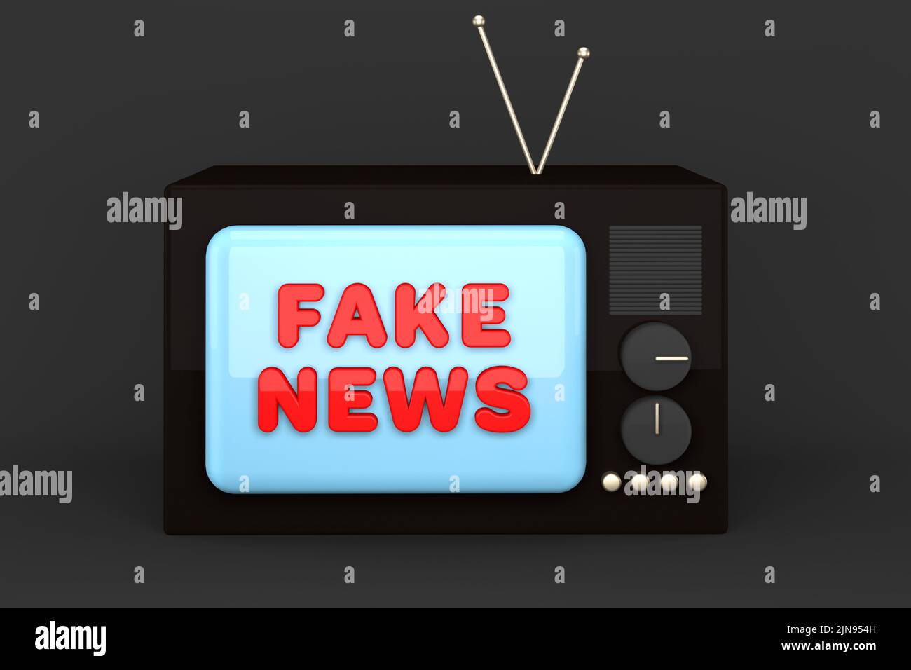 3d render of an old TV. Brown cartoon TV with an inscription on the ...