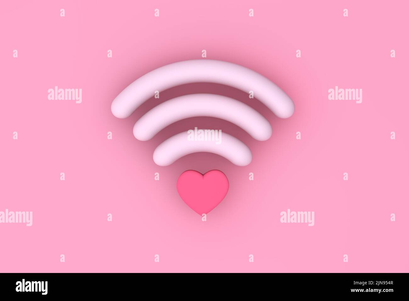 3d rendering pink cute wi-fi icon. Internet connection symbol Stock ...