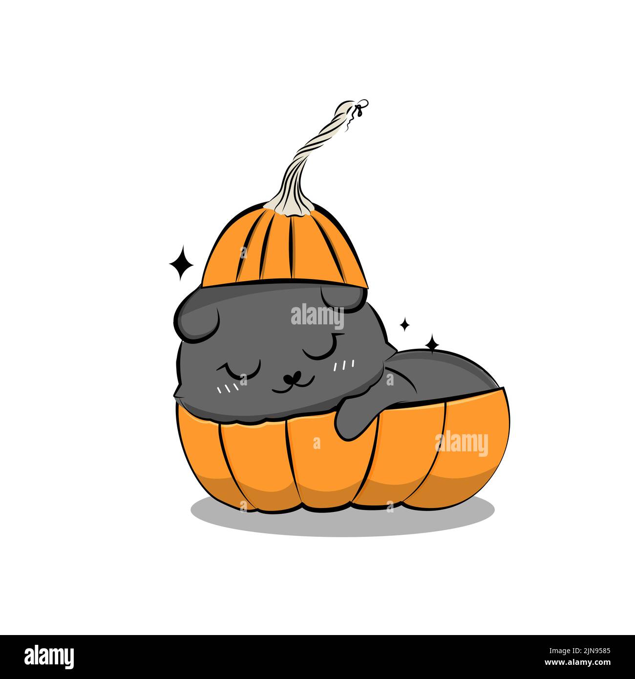 Cute Halloween Cat In Cartoon Style Vector Stock Illustration Stock Vector Image And Art Alamy
