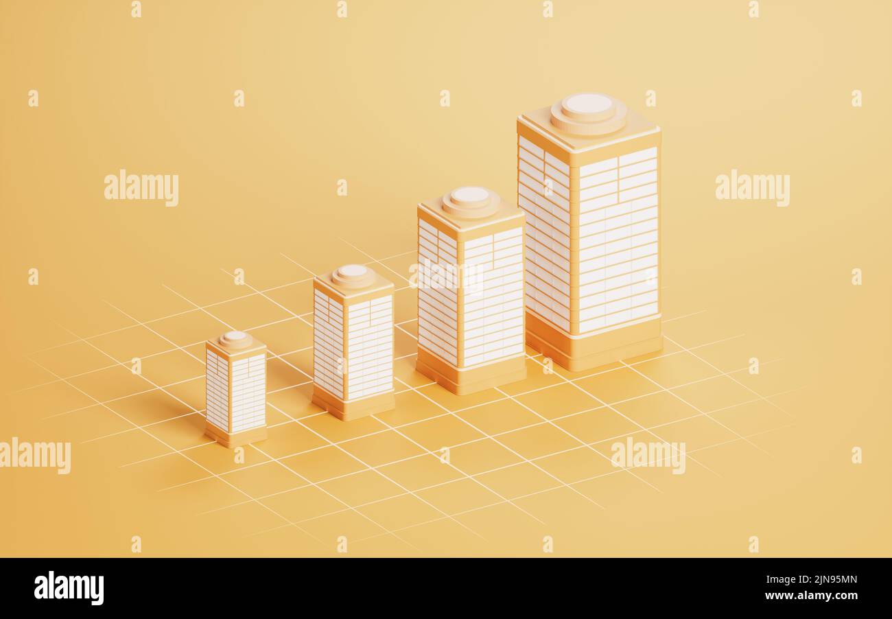 3D model city buildings, 3d rendering. Computer digital drawing Stock ...