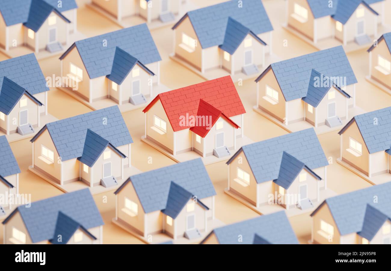 The array of classic house, 3d rendering. Computer digital drawing ...