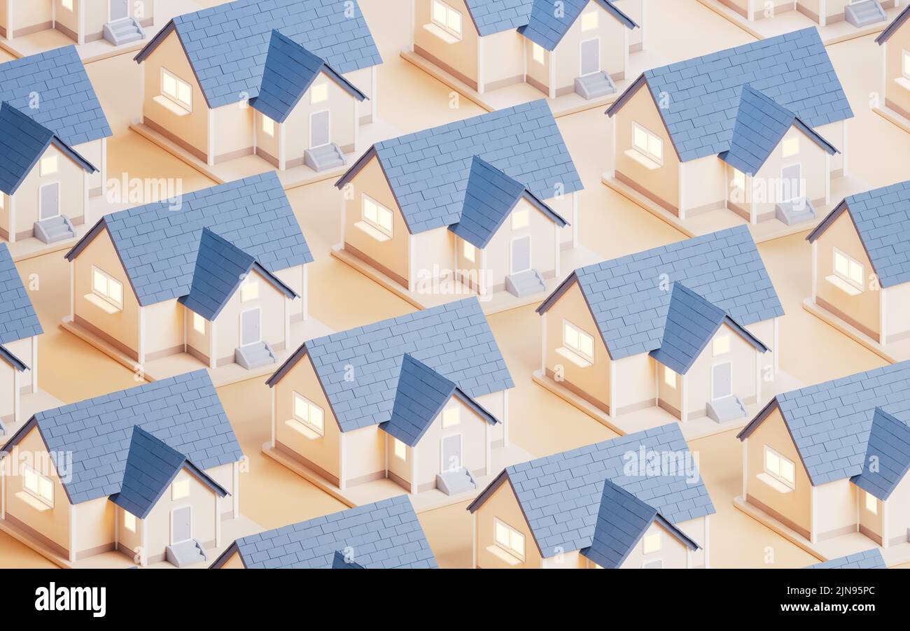 The array of classic house, 3d rendering. Computer digital drawing ...