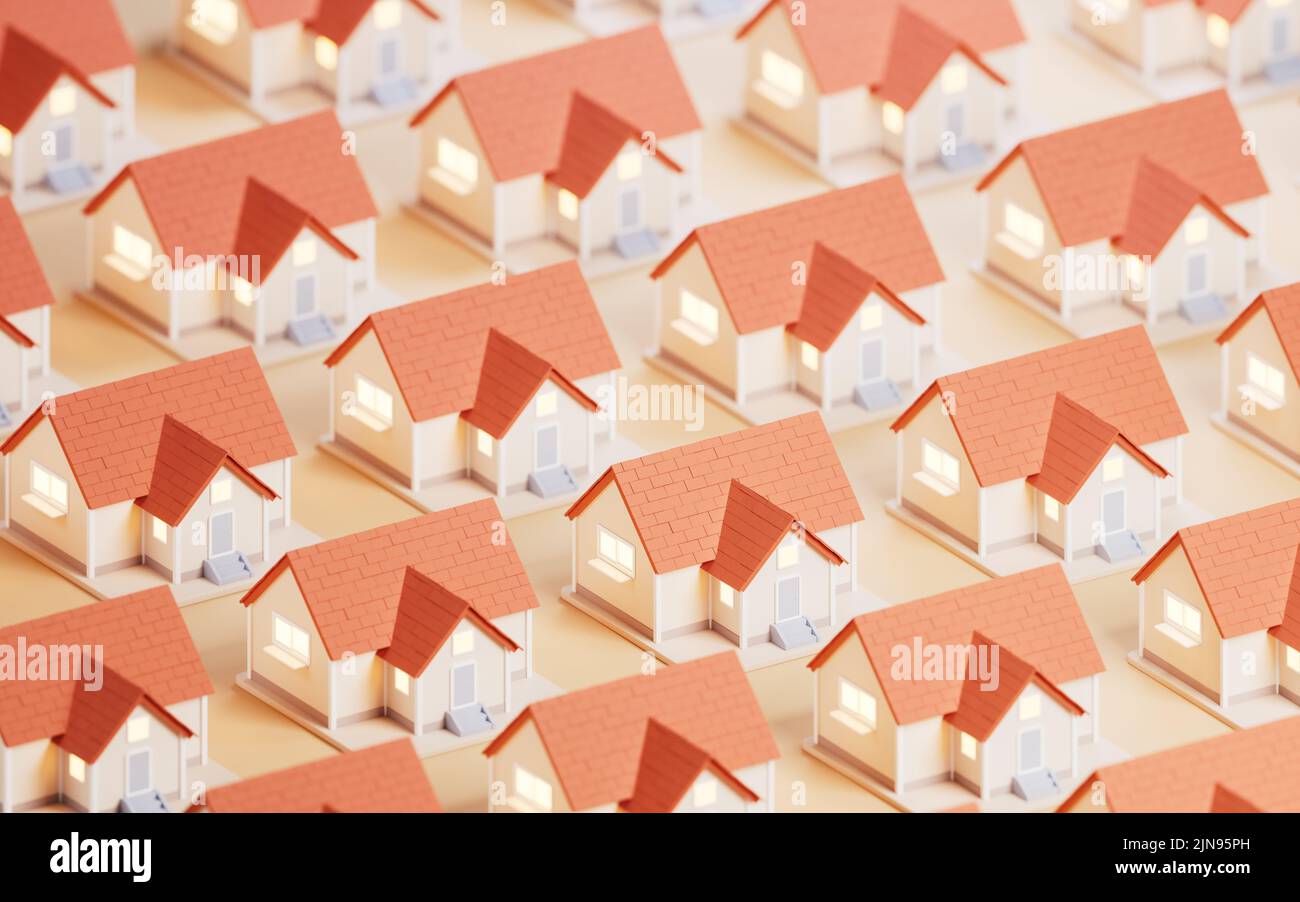 The array of classic house, 3d rendering. Computer digital drawing ...