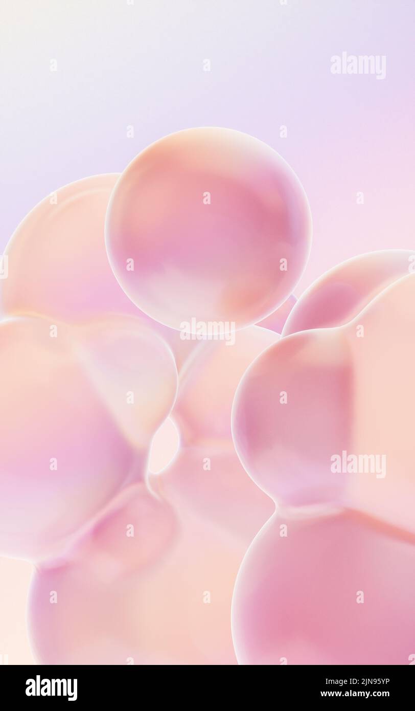 Transparent gradient bubbles, 3d rendering. Computer digital drawing ...